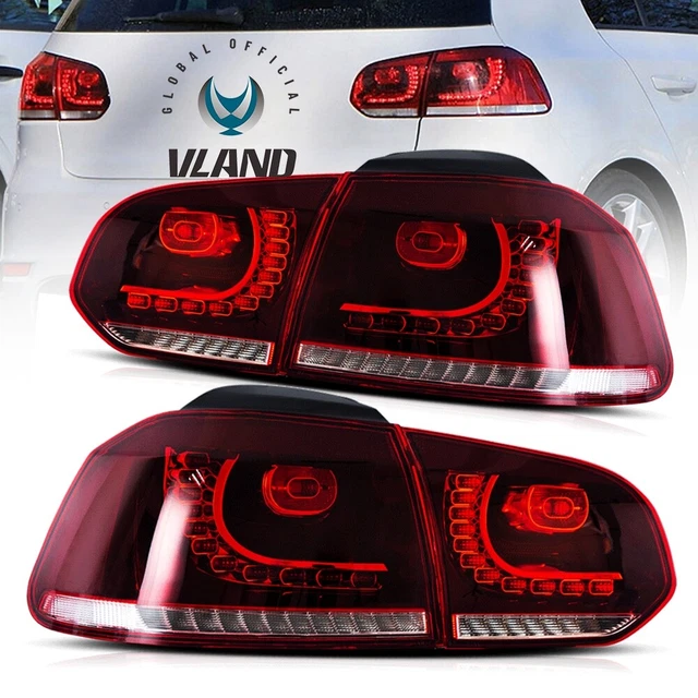 VLAND LED RED Tail Lights For VW Golf VI MK6 /GTI /R 2008-2013 Rear ...