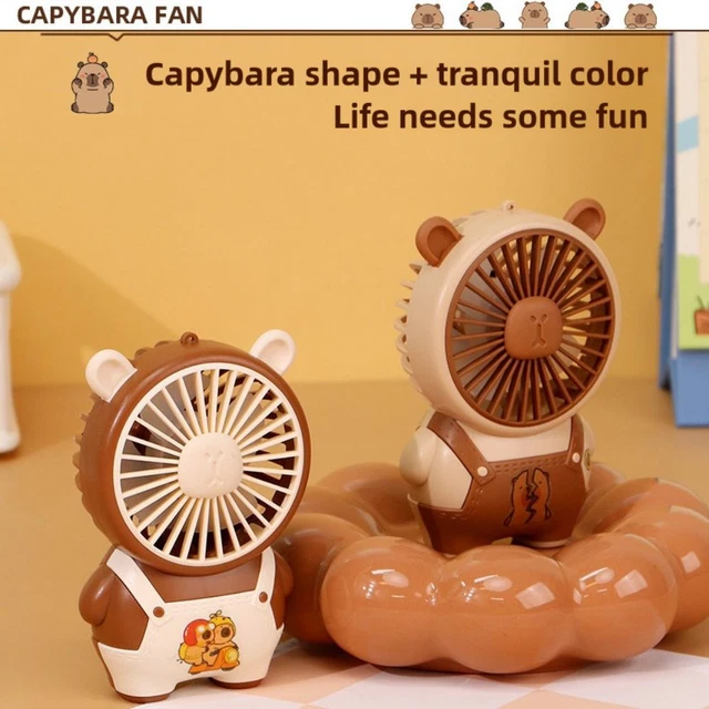 3 GEARS CAPYBARA Handheld Fan with lanyard Summer Fan Cute Desktop Fan ...
