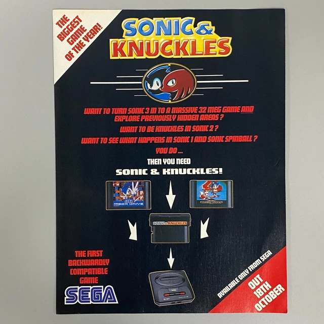SONIC & KNUCKLES Sonic Spinball Sega Mega Drive 1994 Vintage Retro ...