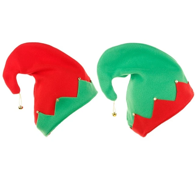 ELF HATS WITH Jingle Bell on the Curled Top Caps in Contrast Colors for ...