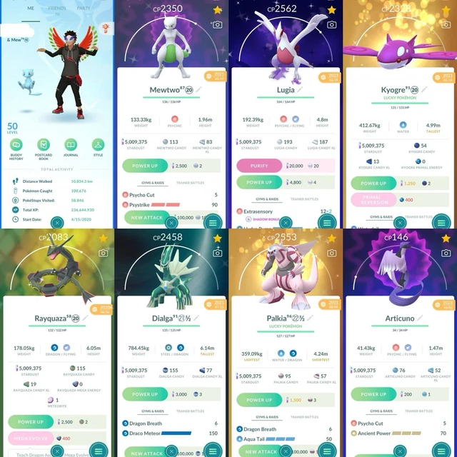 POKÉMON GO LVL 50/1632 Shinys/287 Legendary/331 HUNDOS/ 61 SHUNDOS ...