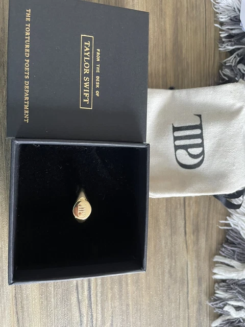 TAYLOR SWIFT THE Tortured Poets Department Size 7 Gold Plated Ring TTPD ...