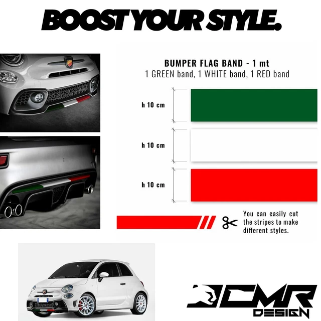 FIAT 500 ABARTH Italian Flag Habs Italy Adhesive Stripe Sticker Kit £20 ...