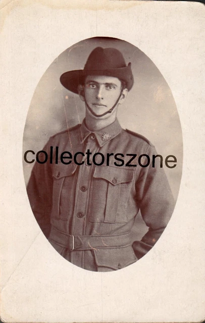 WW1 ANZAC AUSTRALIAN soldier Slouch Hat Real photo Postcard £20.00 ...