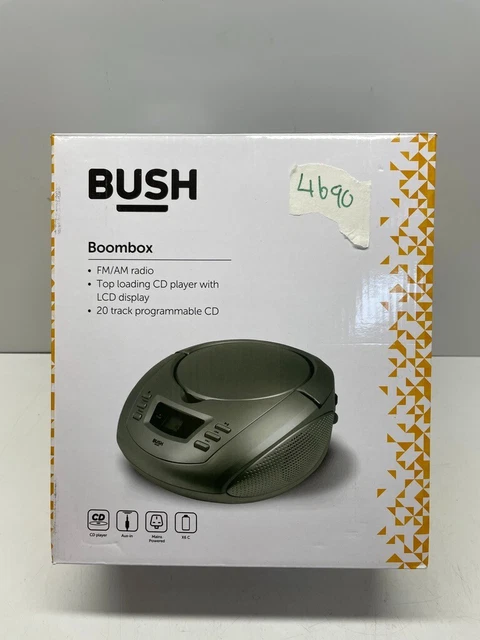 BUSH PORTABLE CD Player Boombox Stereo With FM Radio + Aux Silver LCD ...