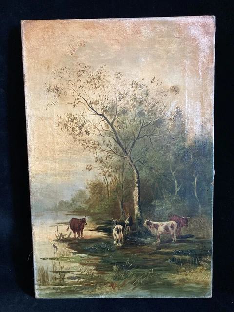 ANTIKES GEMÄLDE ÖLGEMÄLDE Bauer Mit Kühen Landschaft Natur um 1900 EUR 149,00 - PicClick DE