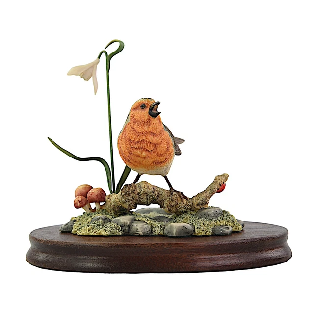 BORDER FINE ARTS, RB8, Robin And Snowdrop £22.00 - PicClick UK