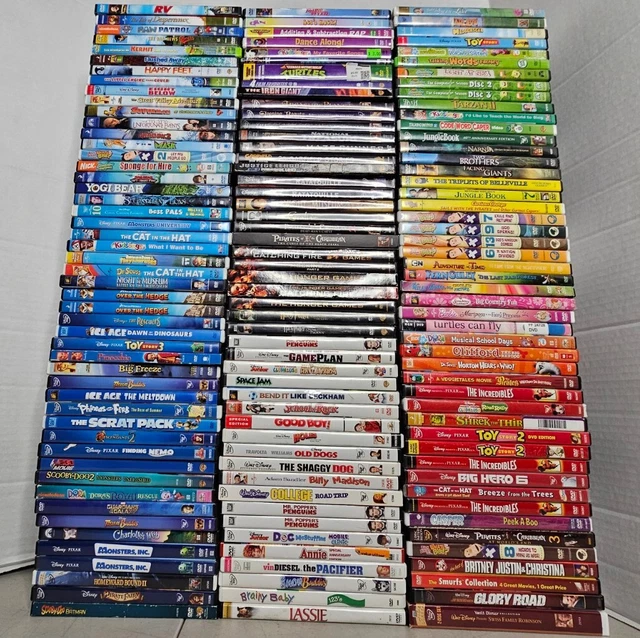 WHOLESALE LOT 100+ DVDs Kids & Family Children's Baby Pixar Disney Sesame Potter $30.42 ...
