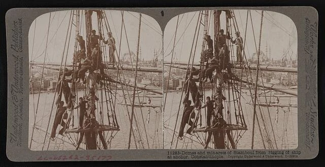 TURKEY DOMES AND minarets of Stamboul from rigging of ship at anch ...