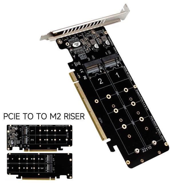 PCIE TO TO M2 Riser for NVME M.2 MKey SSD 2U PCI-E Expansion Card 4-Bay ...