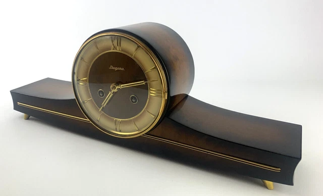 OLD MECHANICAL FIREPLACE Table Buffet Watch Dugena in Wooden Case from ...