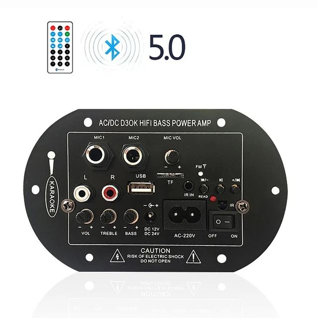 BLUETOOTH AUDIO POWER Amplifier Board 120W Subwoofer Dual Mic Module ...