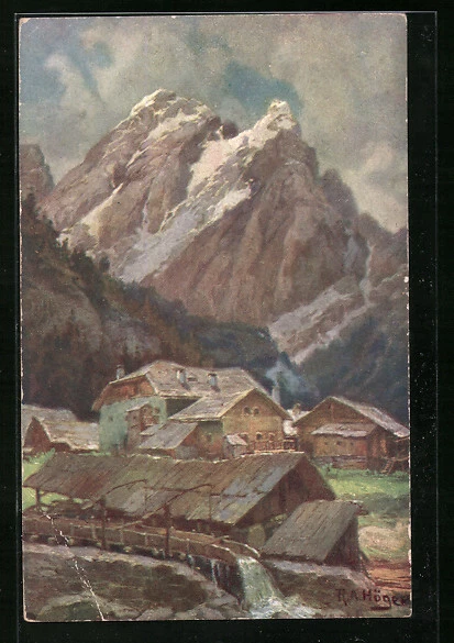 CARTOLINA ARTISTA RUDOLF Alfred Höger: Canazei, Strada delle Dolomiti ...