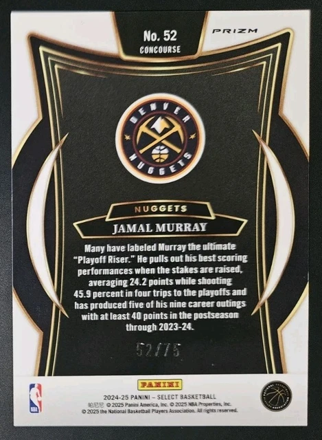 JAMAL MURRAY 2024-25 Select CONCOURSE EVEL BLUE WAVE PRIZM Insert Card ...