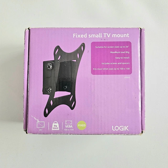 LOGIK FIXED TV Mount Up To 26" Screen Max 8kg Wall Mount Home Office PC ...