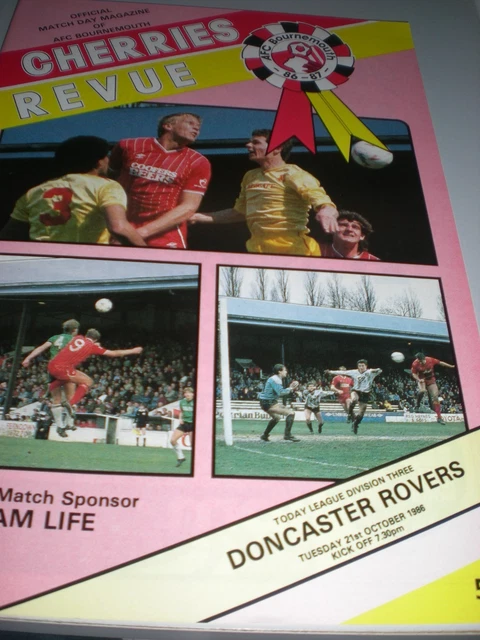 AFC BOURNEMOUTH V DONCASTER ROVERS, 21st OCTOBER 1986,NO WRITING ...