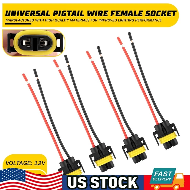 H11 WIRE PIGTAIL Female Two Harness Head Light Low Beam Socket ...