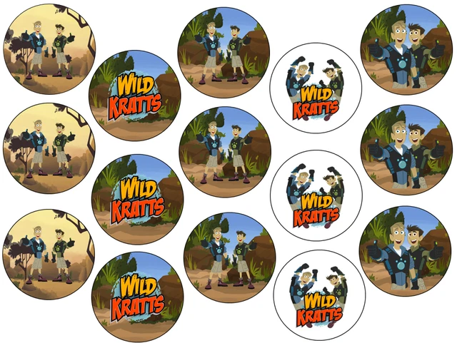 TOPPER CUPCAKE COMMESTIBILI WILD KRATTS ISPIRATI 2"x15 glassa/wafer EUR ...