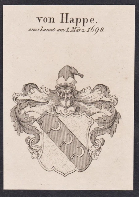 HAPPE ARMOIRIES COAT Of Arms Heraldry Héraldique Genealogie Gravure sur ...