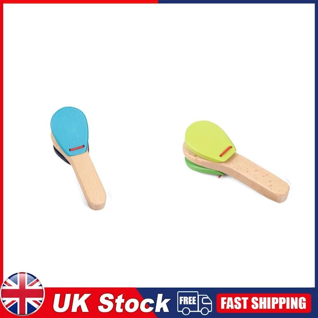 WOODEN CASTANET CLAPPER Orff Clapping Board for Kids Children Toy (Blue ...