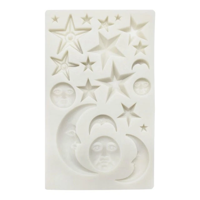 STAR MOON FACE Shaped Chocolate Mold 3D Fondant Mould for Home Kitchen ...