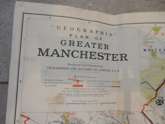 140 X 96 Giant Map Of Manchester Pre War ? EUR 140,35 - PicClick IT