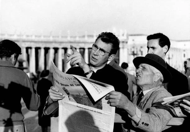TWO MEN WAITING for election future pope John XXIII newspaper L'Os- Old ...