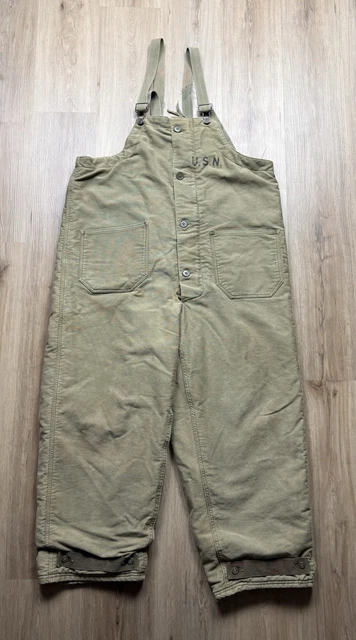 1940'S WW2 US Navy N1 USN Cold Weather Wool Lined Bib Overalls Deck ...