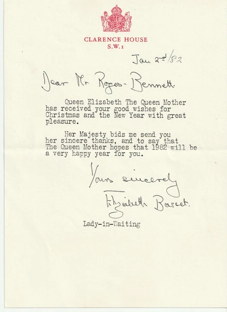 ANTIQUE BRITISH ROYAL Signed Letter/Envelope The Queen Mother ...