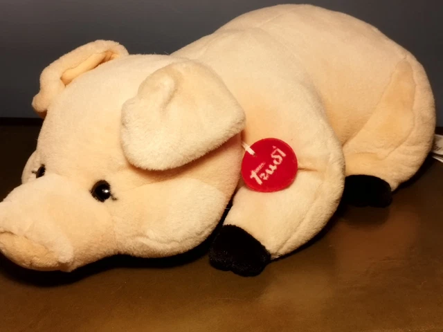 TRUDI PLUSH PINK Pig with Beige Red Necklacke Stuffed Toy 45cm £29.99 ...