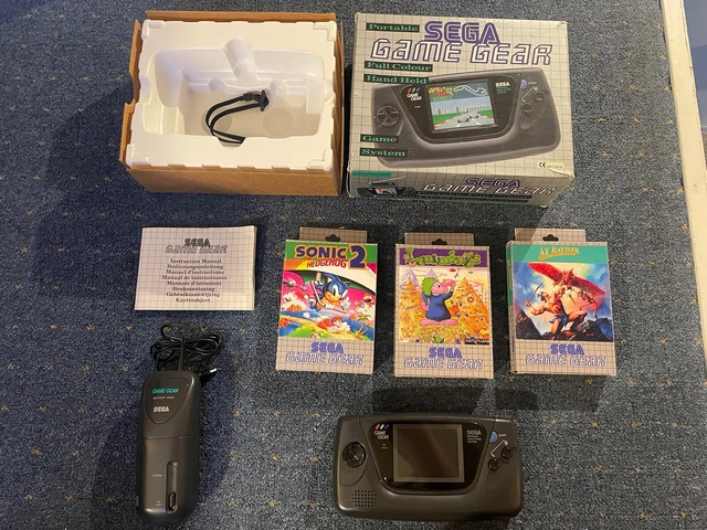 SEGA GAME GEAR Console Boxed Mod Screen & Capacitors & 3 Boxed Games ...