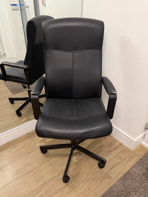 IKEA MILLBERGET MURUM Black Leather Effect Swivel Office Chair £1.16 ...
