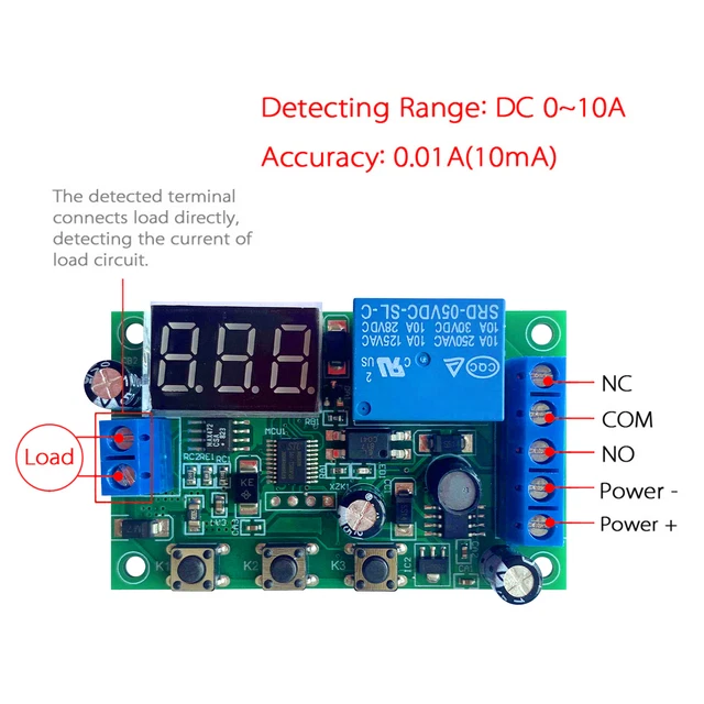 12V DC CURRENT Detection Module Current Sensing Detect Delay Relay ...
