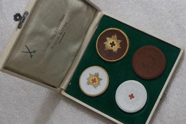🧭 🇩🇪 GERMANY RARE - 4 RED CROSS MEDALS 1921 IN ORIGINAL BOX B62 #4 $251 ...