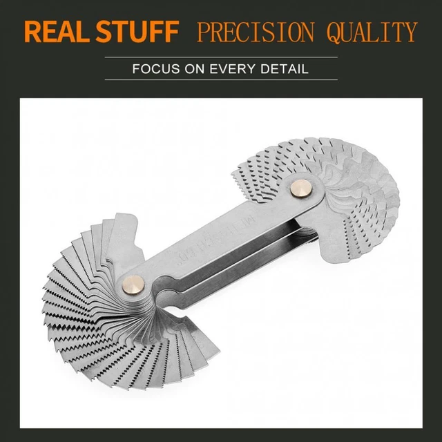 52BLADE SCREW THREAD Pitch Gauge Set SAE Whitworth 55°&Metric 60° Grip ...