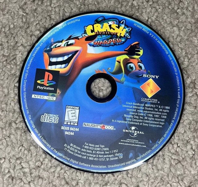 CRASH BANDICOOT 3 Warped (Sony PlayStation 1, 1998) PS1 Disc Only $9.99 ...