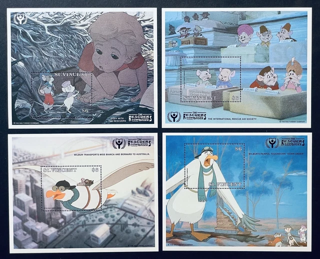ST VINCENT THE Rescuers Down Under Disney Stamps 4 Ss Animated ...
