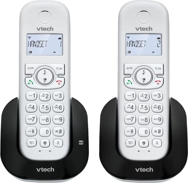 VTECH CS1551 2-HANDSET Dual-Charging DECT Cordless Phone with Answering ...
