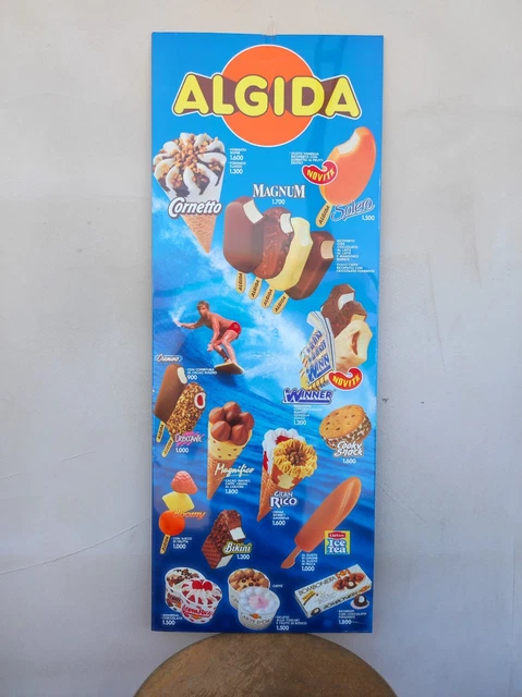 ALGIDA INSEGNA IN latta gelati Vintage anni 90 EUR 80,00 - PicClick IT