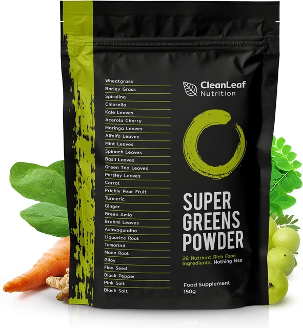 CLEANLEAF NUTRITION SUPER Greens Powder | 29 Advanced Greens ...