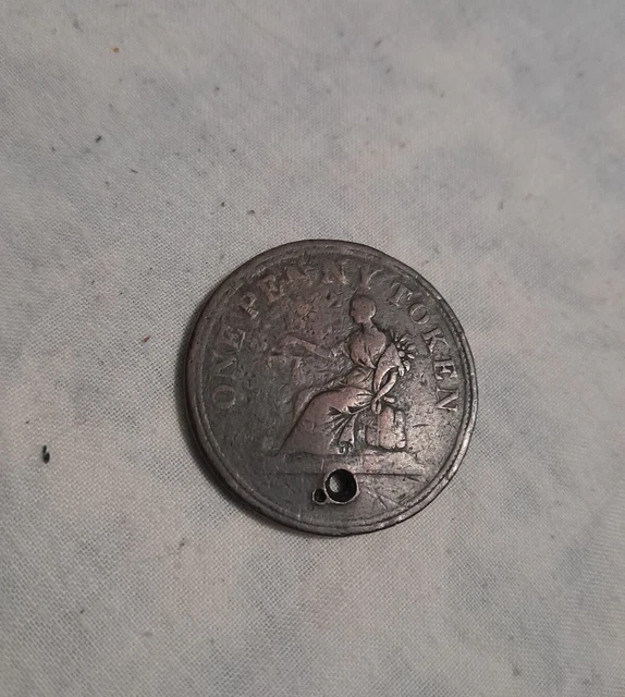 1812 ONE PENNY Copper Coin Token Upper Canada Engrailed Edge George III ...