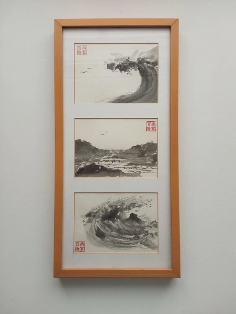 ORIGINAL SET OF Japanese Ink Paintings "Seto, Iwaya, and Naruto ...