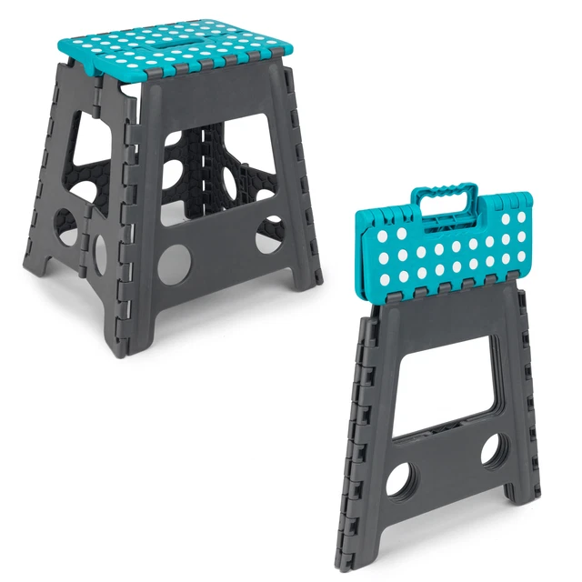 BELDRAY STEP STOOL DIY Cleaning Folding Footstool 40cm Grey/Turquoise £ ...