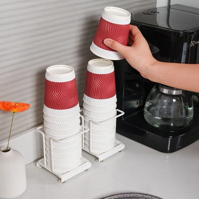CARBON STEEL CUP Holder Bar Counter Paper Cup Holder New Storage Box ...