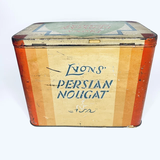 VINTAGE LYONS PERSIAN Nougat Tin Lyons' Lyon's 22x16.5x14.5 CM Metal ...