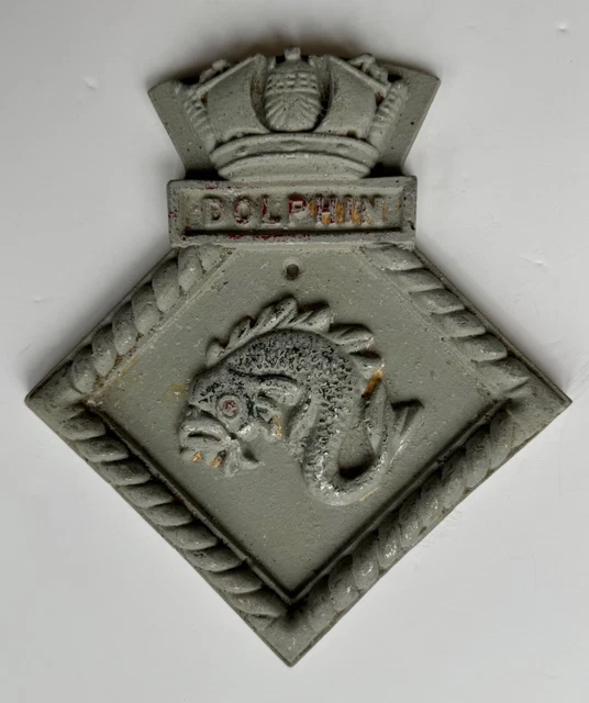 VINTAGE HMS DOLPHIN Ships Crest, cast aluminium £19.95 - PicClick UK