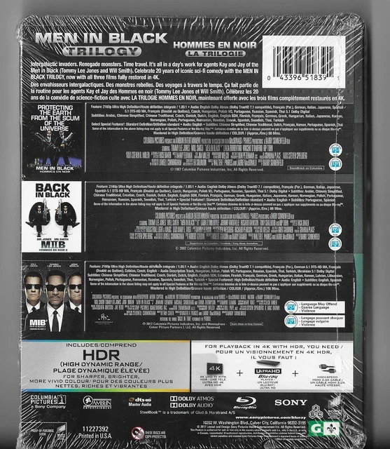 MEN IN BLACK Trilogy (20th Anniversary SteelBook) 6 Discs 4K + Blu-Ray + Digital $89.88 ...