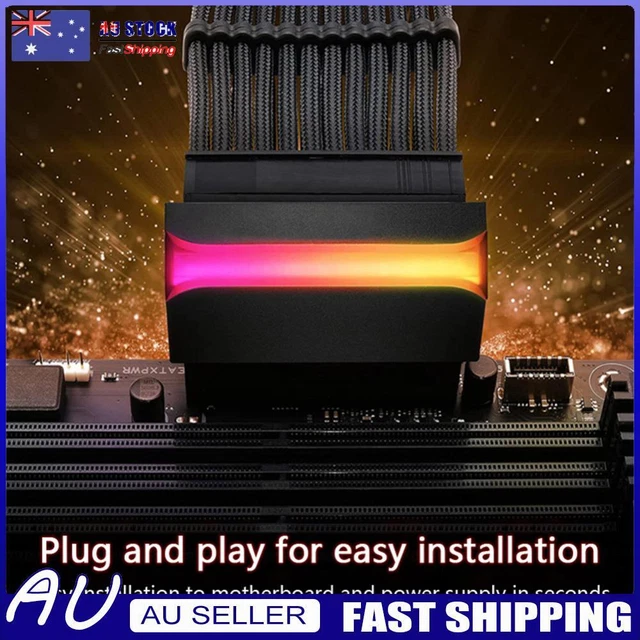 5V 3PIN ARGB Aura Sync ATX 24Pin to 90 degree Connector Adapter (Black ...