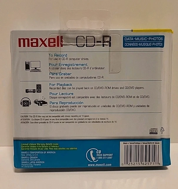 MAXELL CD-R 5 Pack Blank Data Music Photos Sealed Recordable CD $14.00 ...