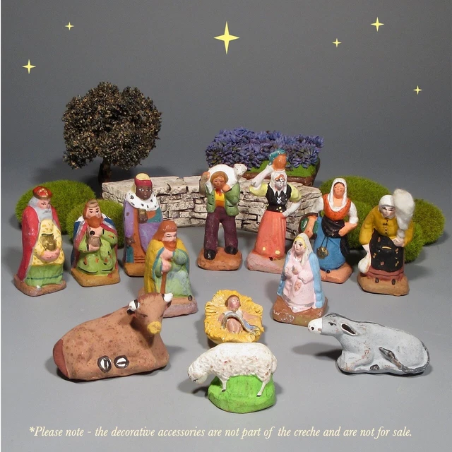 VINTAGE FRENCH SANTONS Provence Figurines Christmas Nativity Set Creche ...